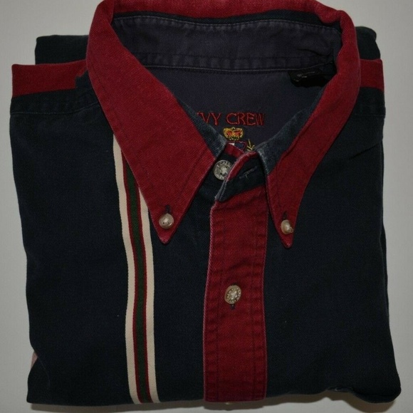 Ivy Crew | Shirts | Ivy Crew Long Sleeve Red White Blue Size L | Poshmark